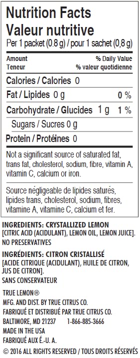 True Lemon - Crystallized Lemon For Water, Tea - Single-Serve Packets - Water Enhancer - 32-count