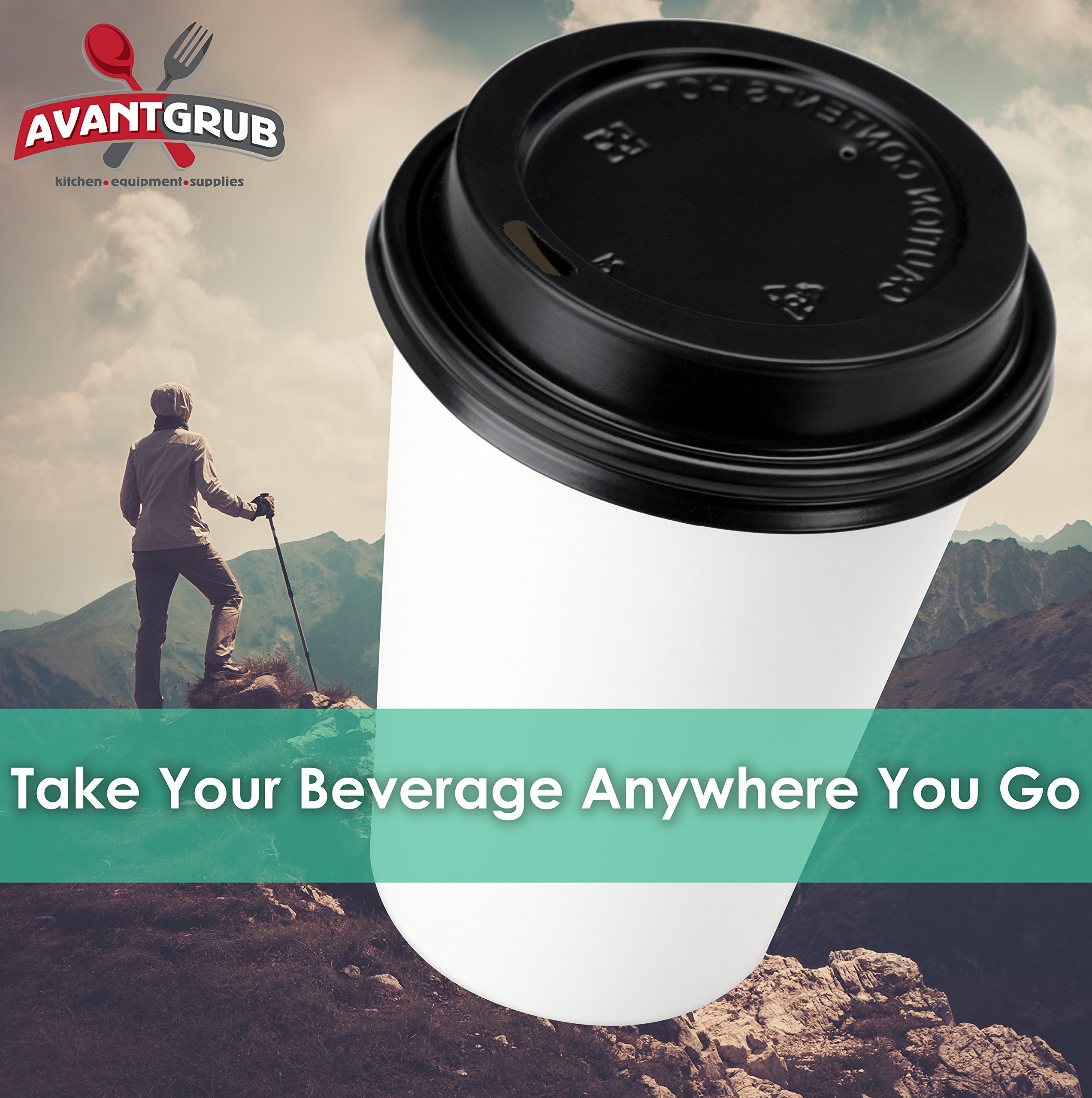 White 12 Oz Paper Coffee Cups With Recyclable Dome Lids, 100 Pk. BPA Free Disposable Drink Cup Set for Serving Hot Tea and Lattes at Kiosks, Shops, Cafes, or Concession Stand