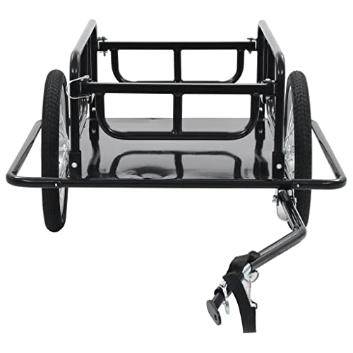 vidaXL Trailer, Foldable Bike Cargo Trailer with a Quick-Release Hitch, Storage Bike Trailer with Wheels and Reflectors, Steel Black
