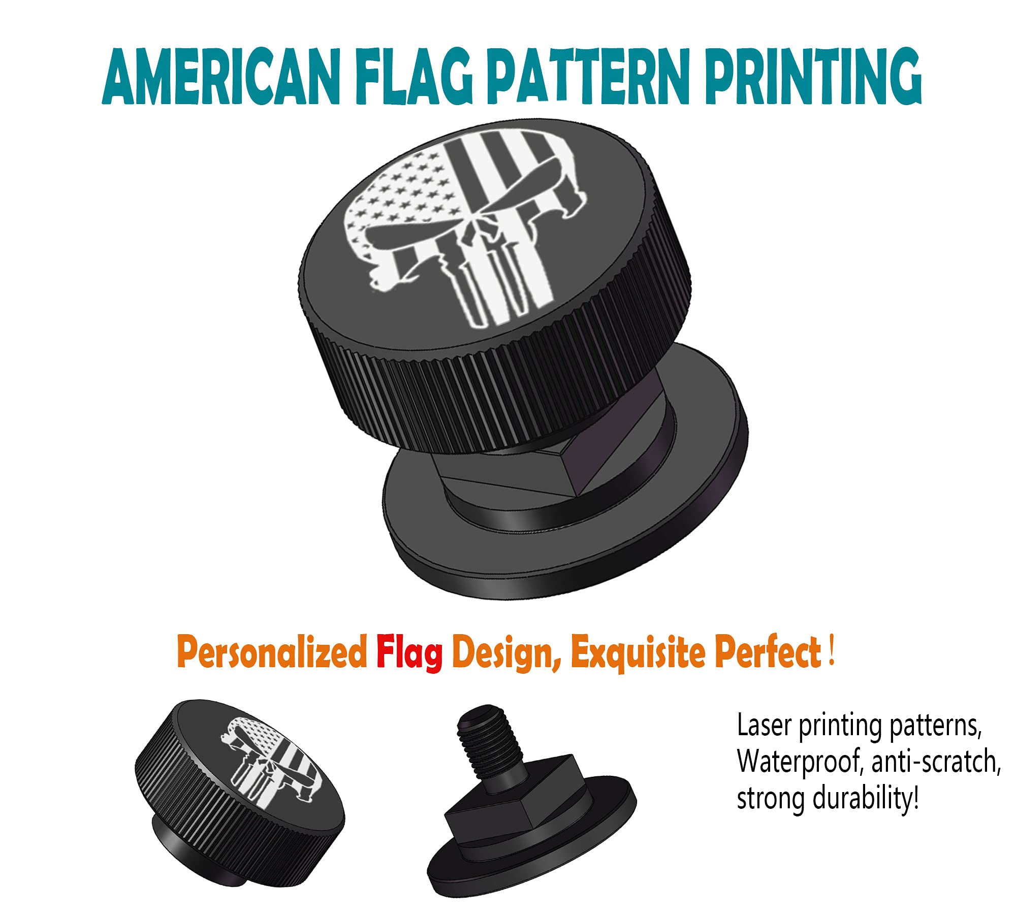 Welding Hood Helmet Pipeliner Fasteners -1Pair USA Flag Black Pattern Aluminum Helmet Pipeliner Headgear Replacement Parts Accessories Screws Flip Hood, Anti-Rust