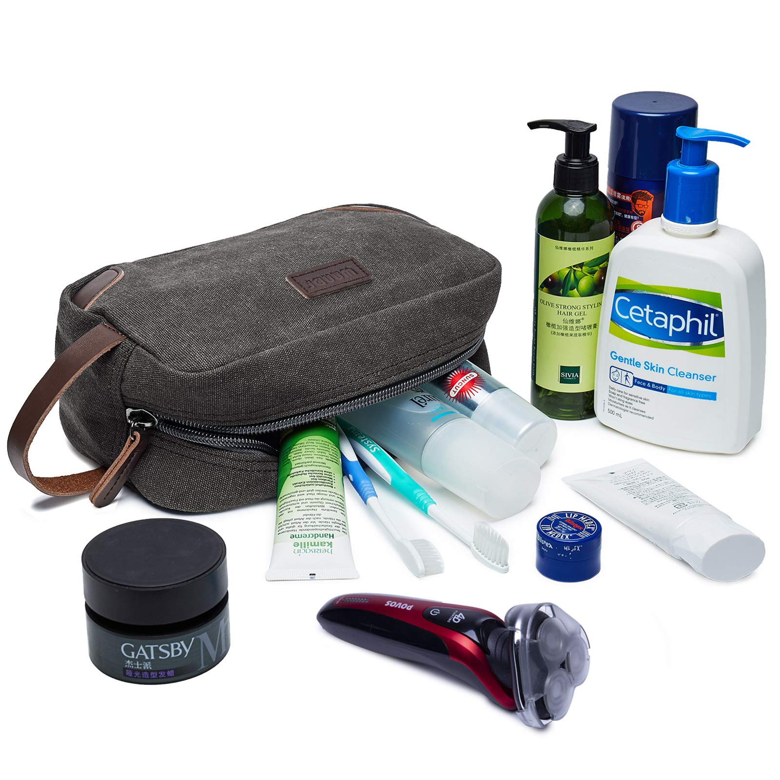 WANDF Toiletry Bag Small Nylon Dopp Kit Lightweight Shaving Bag for Kids Men and Women (Grey)