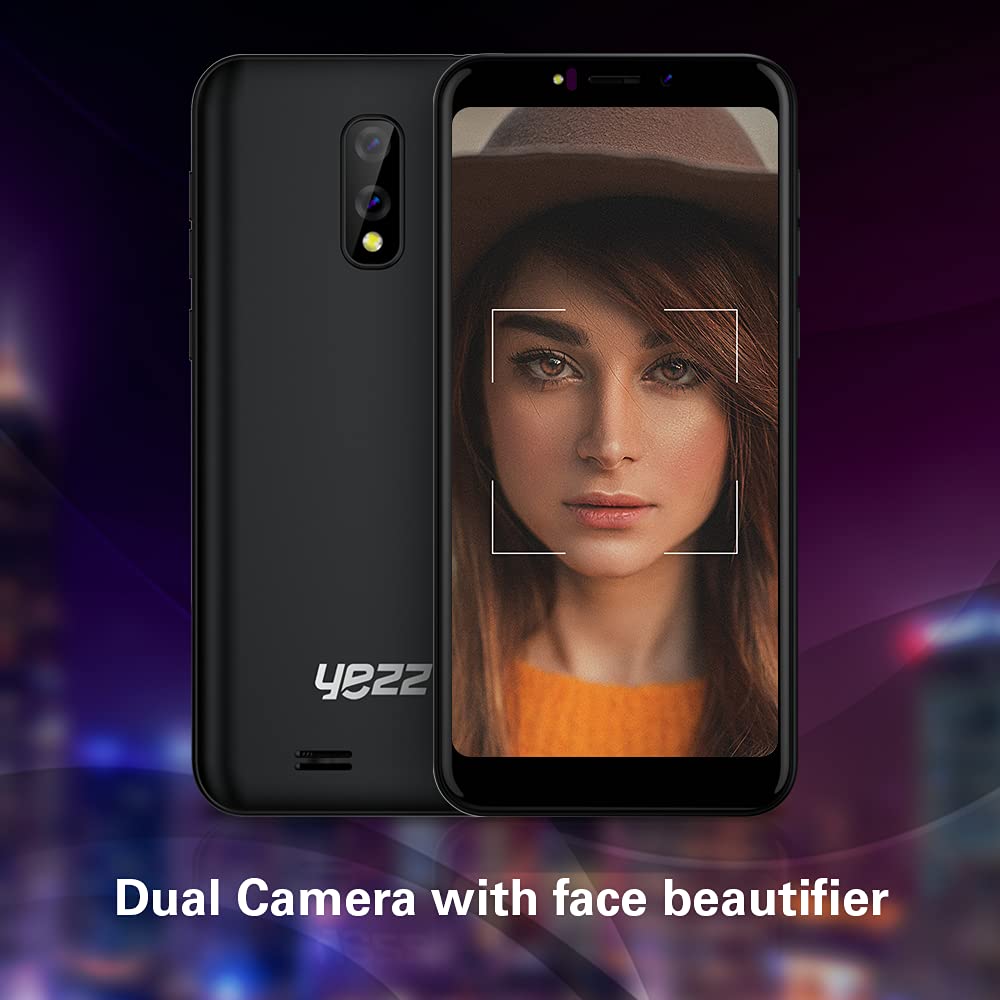 Yezz MAX 1 Plus (16GB, 2GB) 5.5β HD+ IPS Screen, 4G LTE, Android Pie, 1 Year Warranty, Dual SIM Factory Unlocked (AT&T, T-Mobile, Cricket, MetroPCS, Straight Talk), Black