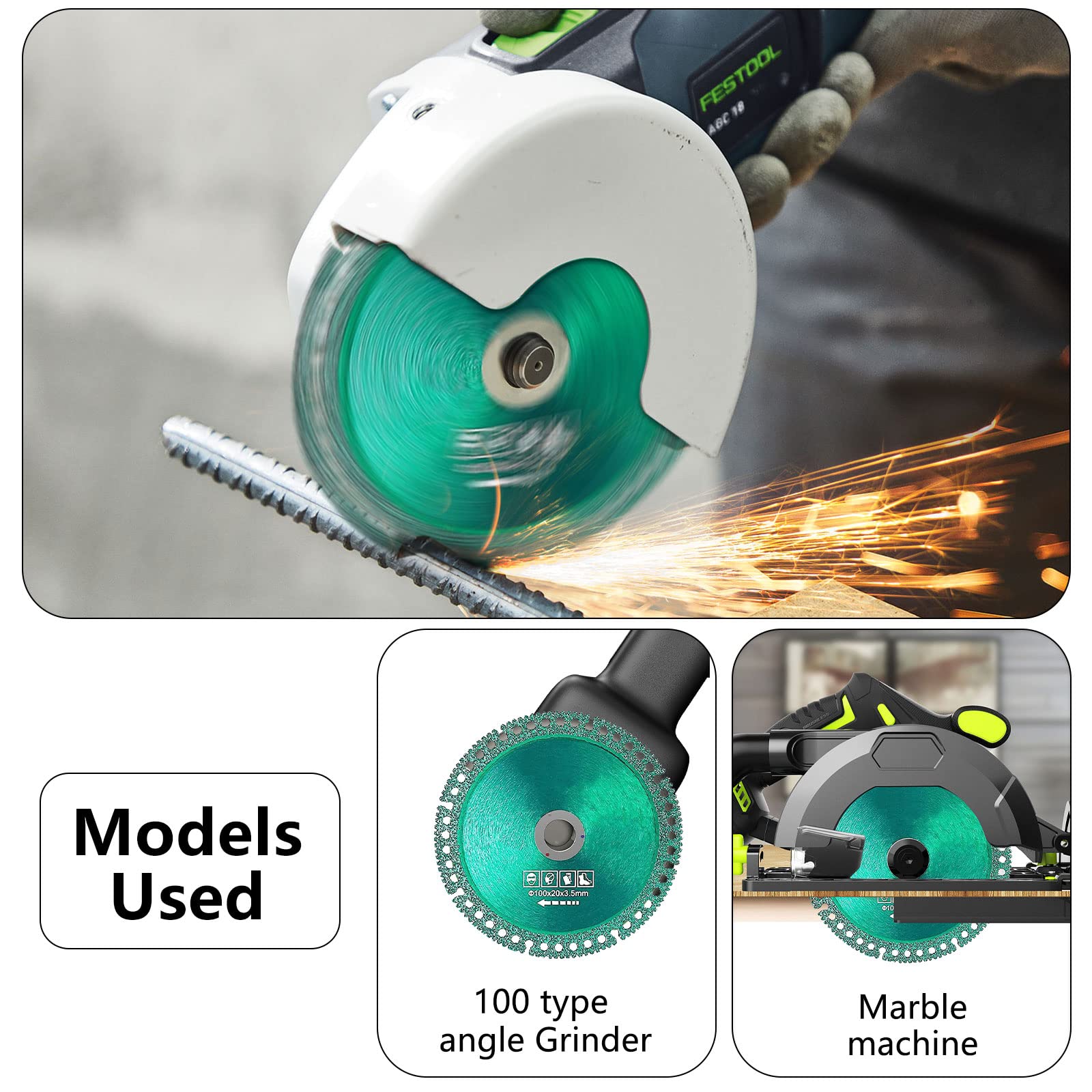 Yiishuiil Indestructible Disc for Grinder, Upgraded Angle Grinder Cutting Disc, 4 Inch Ultra-Thin Saw Blade Diamond Cutting Wheels, Cutter Saw for Glass Wood Stone Metal Ceramic Tile (5Pcs)