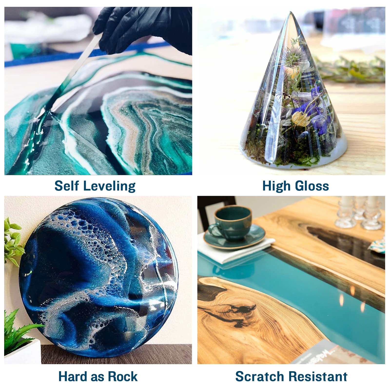 Teexpert Deep Pour Epoxy Resin, 51oz Epoxy Resin Kit for 2-4" Pour Depths, Crystal Clear & High Gloss, Bubble-Free Casting Resin for Flower Preservation, River Tables and Mold Crafts - 2:1 Mix Ratio