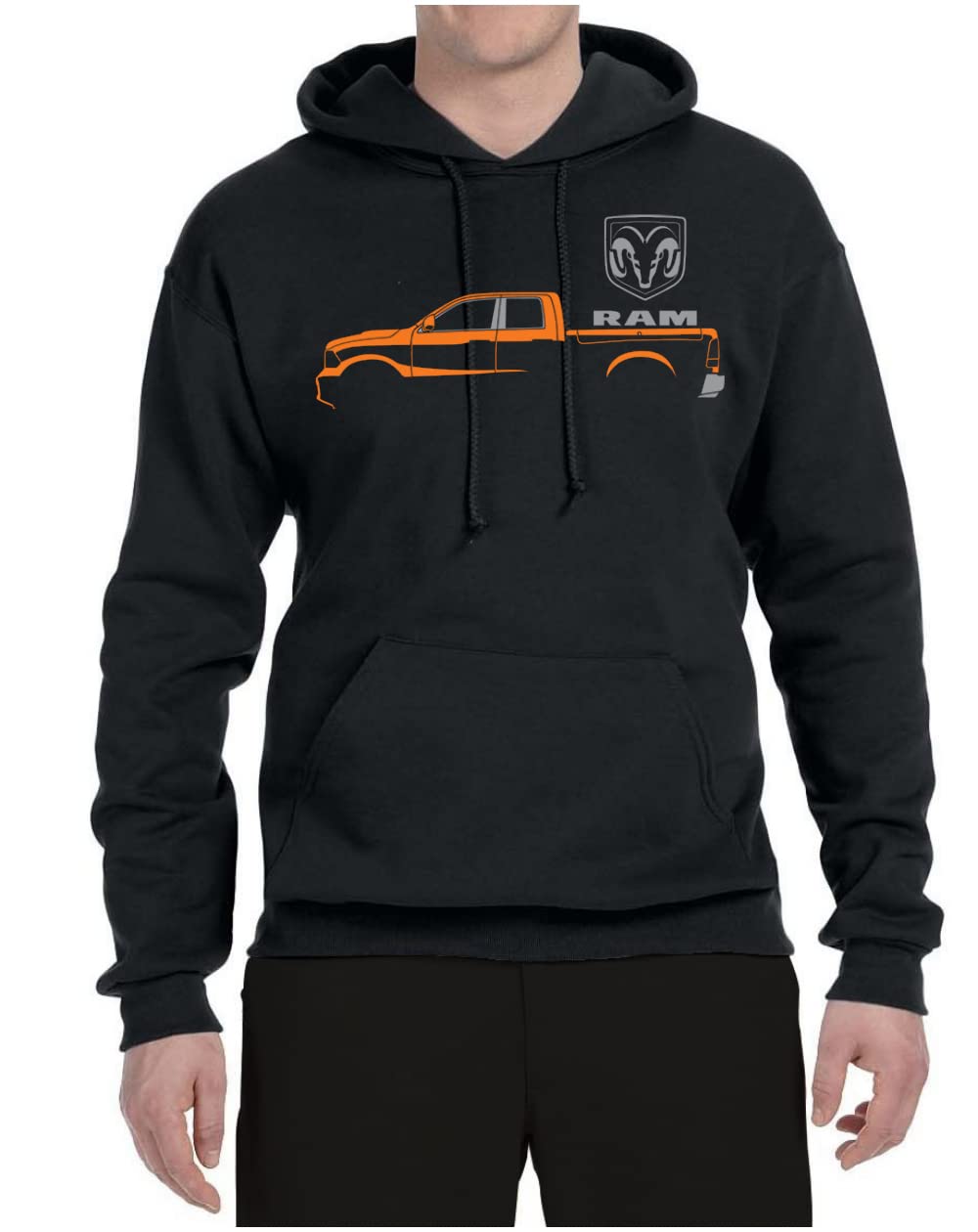Wild Bobby Dodge RAM Silhouette Cars and Trucks Unisex Graphic Hoodie Sweatshirt, Black, Medium