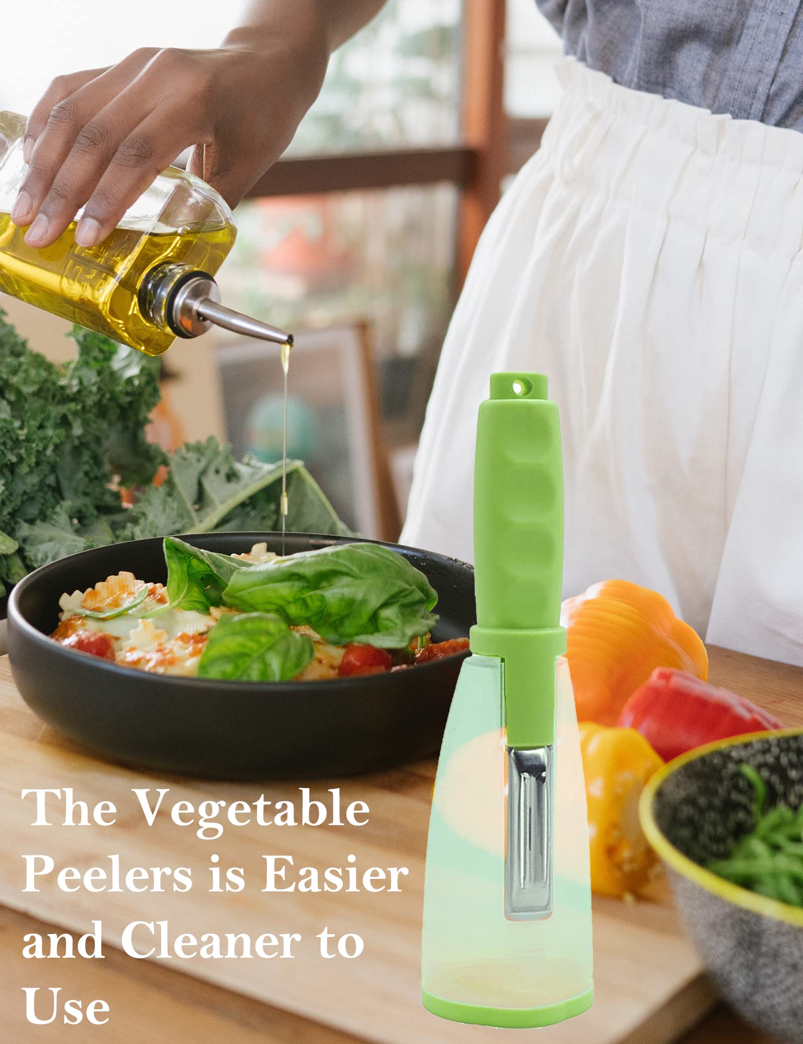 Vegetable Peeler with Container to Store Peel, Multi-functional Potato Orange Apple Peeler for Kitchen