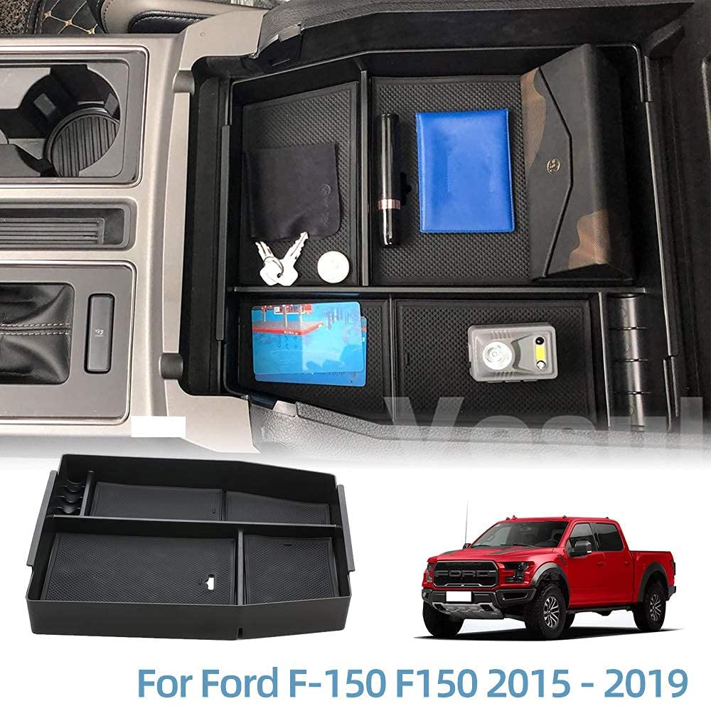 Vesul Center Console Armrest Storage Box Compatible with Ford F-150 F150 2015 2016 2017 2018 2019 ABS Tray Insert Organizer Glove Pallet