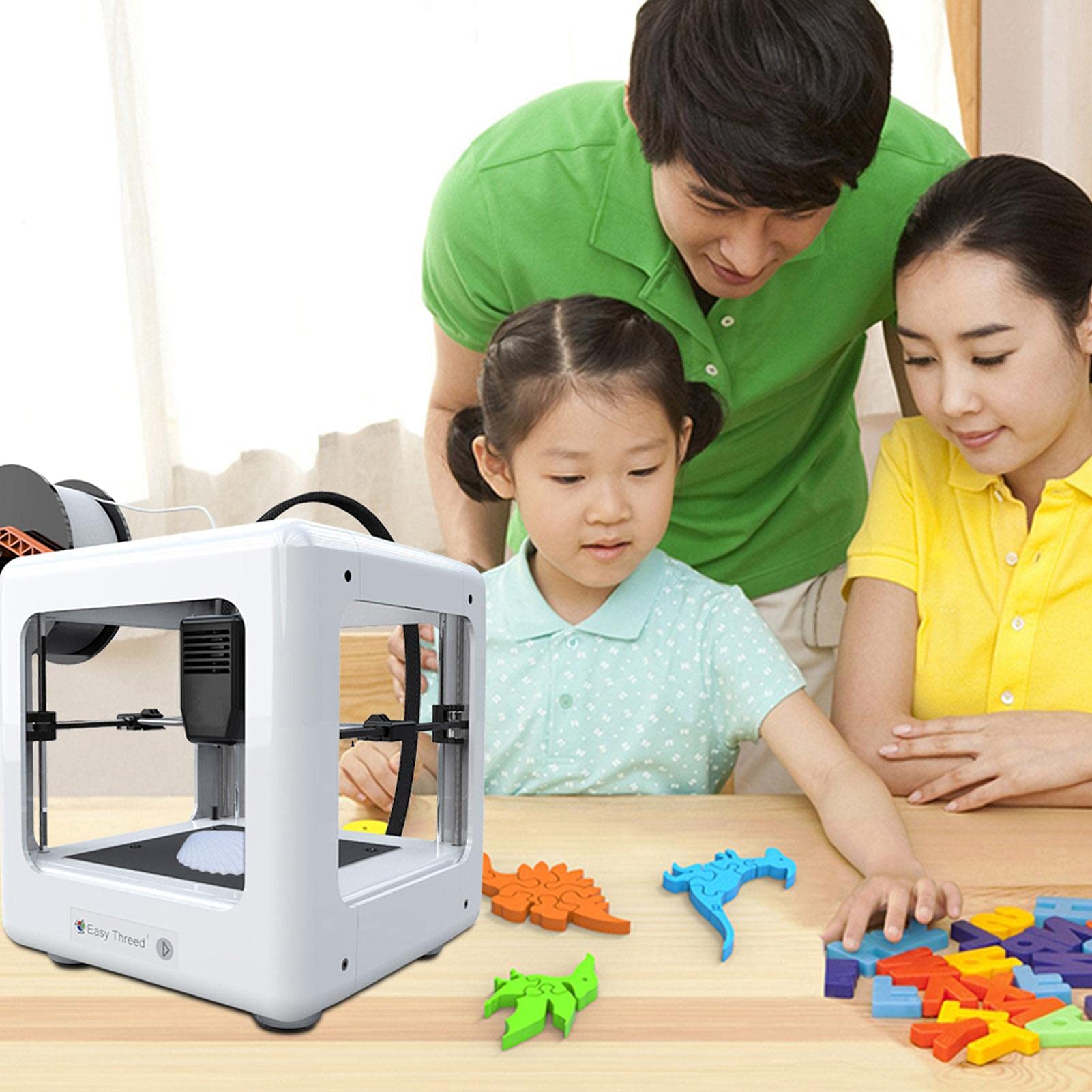 Telituny Nano 3D Printer - FDM Mini Fully Assembled 3D Printer Household Educational DIY Kit 90100110mm PLA Consumables for Children and Families(US Plug)