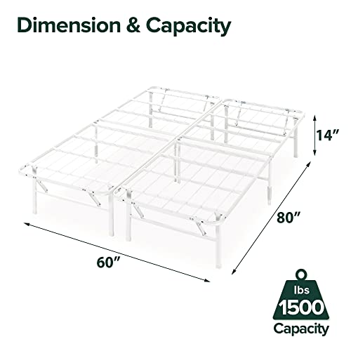 ZINUS SmartBase Tool-Free Assembly Mattress Foundation / 14 Inch Metal Platform Bed Frame / No Box Spring Needed / Sturdy Steel Frame / Underbed Storage, White, Queen