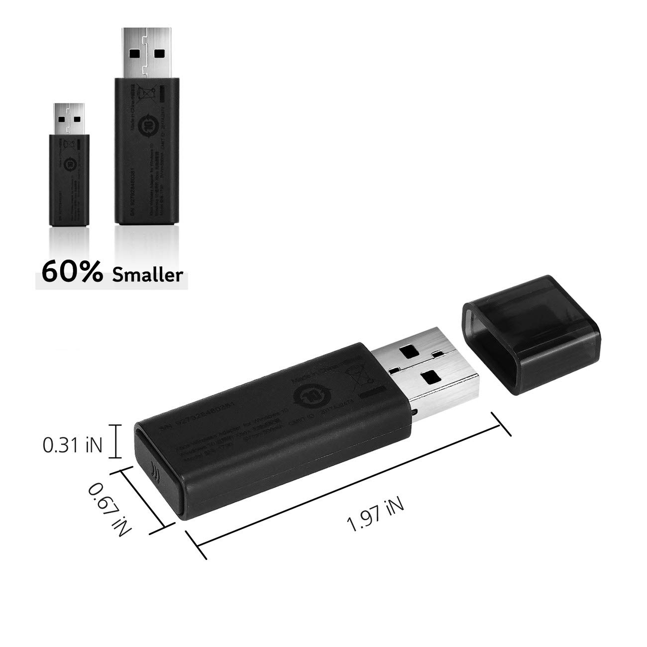 Wireless Adapter Fits for Xbox One/Xbox Series X/S, Usergaing Xbox Wireless Adapter Compatible with Windows 10, 8.1, 8, 7, fit for Xbox One Controller, Elite Series 2 and Xbox One X/S (Black)