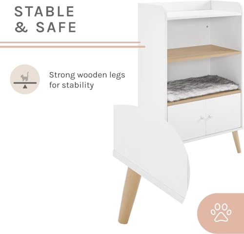YUSTY 39 Inch Single Back Bookcase Cat Tree-Modern Style-Multifunctional Design-Premium Material-Machine Washable Cushion-Blends Well with Home Decor