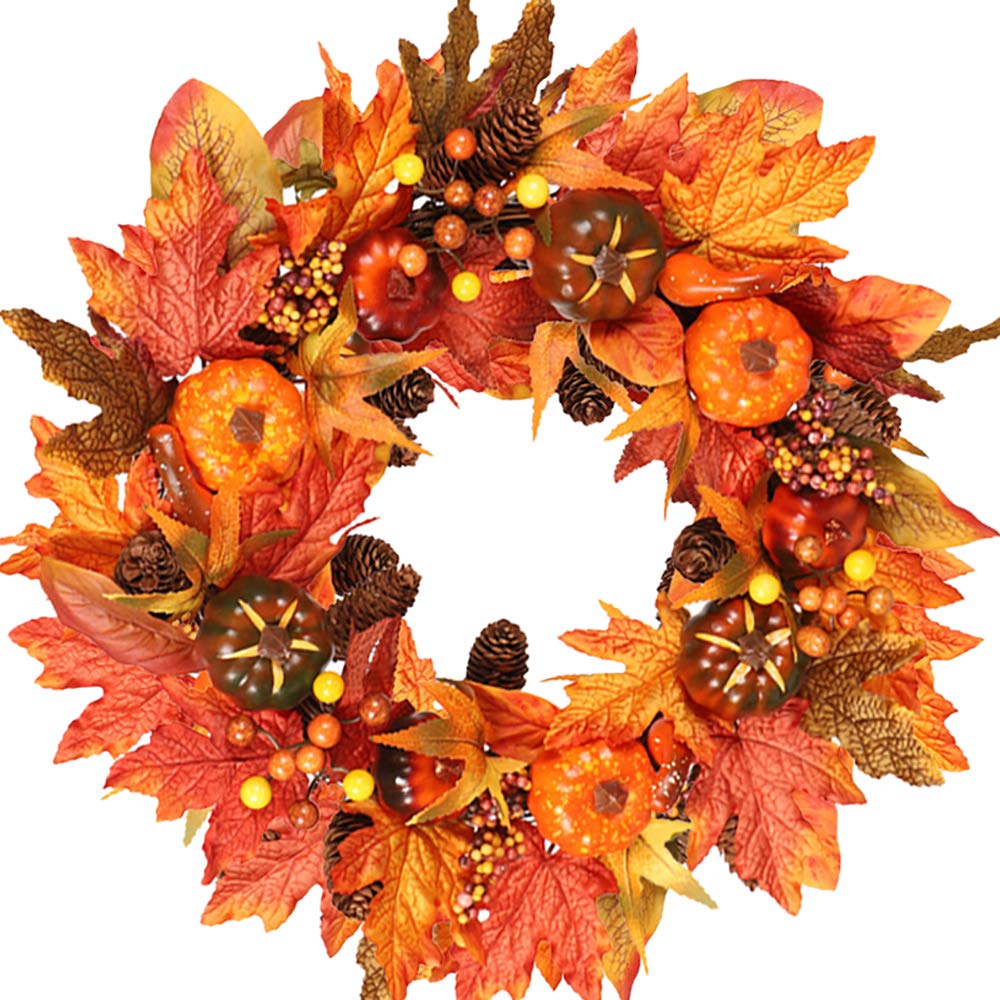 wonuu Fall Wreaths for Front Door 22 Inch Home Wall Decor Handcrafted Boxwood Base for Halloween Thanksgiving Day Autumn