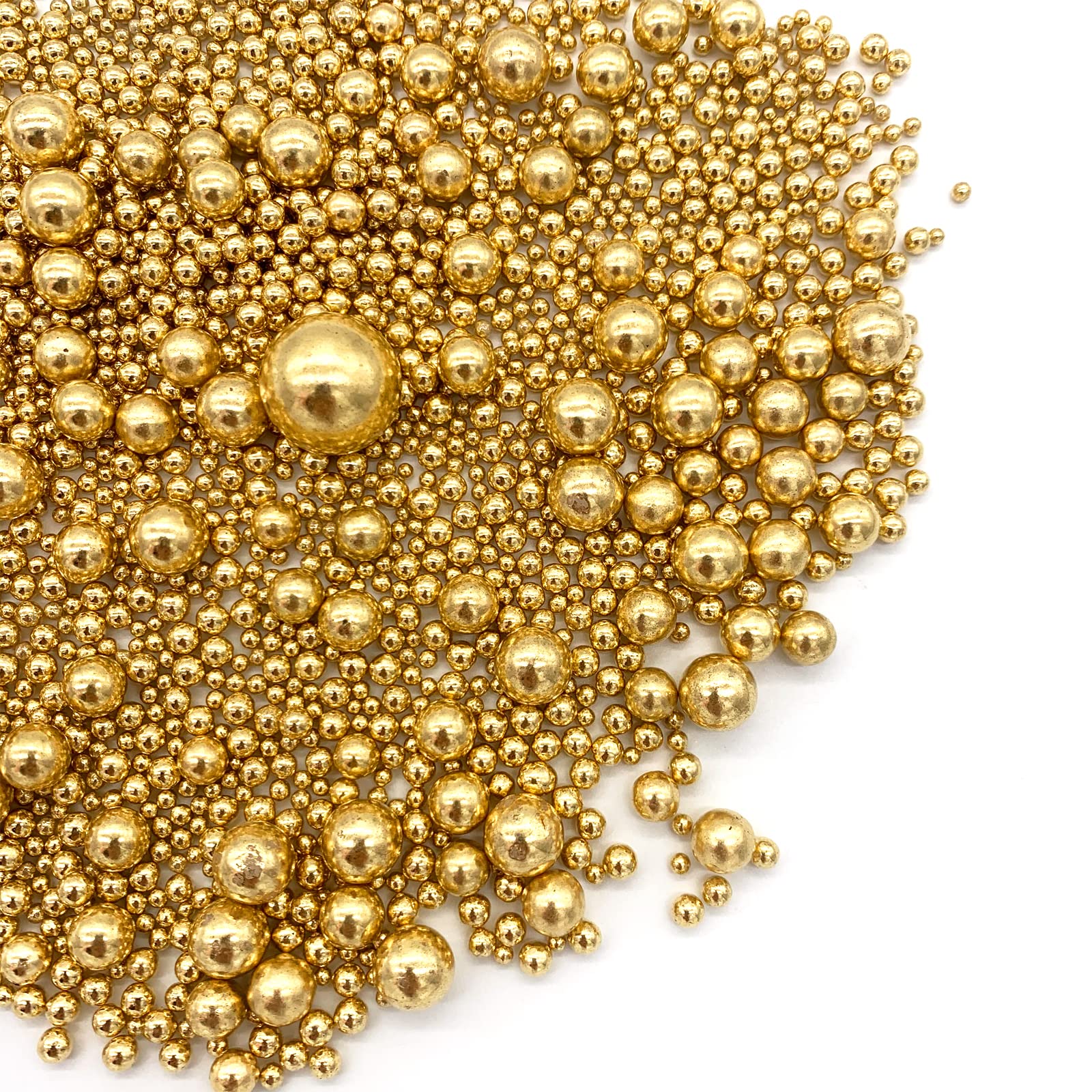 Weraru Bright Gold Pearl Sugar Sprinkles Candy Mixing Size Baking Cake Decorations Cupcake Toppers Cookie Decorating Celebrations Wedding Shower Party Chirstmas Supplies 120g/ 4.2oz