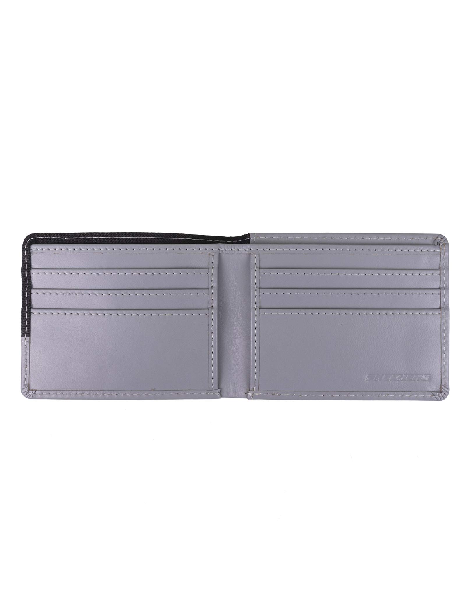 Skechers Men's Slimfold Canvas Vegan Leather RFID Wallet, Black Zig Zag, One Size