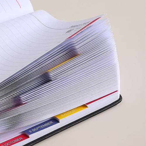 Yirepny Durable Faux Leather Planner 2024 Monthly Premium Paper Agenda Book with Leak-Proof Calendar Cover Eco-Friendly Thick for Smooth Writing A5 Size Tabs Black A5