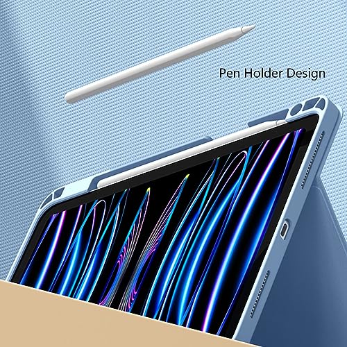Yitre Tablet Keyboard, Magnetic PU Leather PC Portable Keyboard 180mAh Battery Pen Holder for 2022 Tablet with Case (Blue)