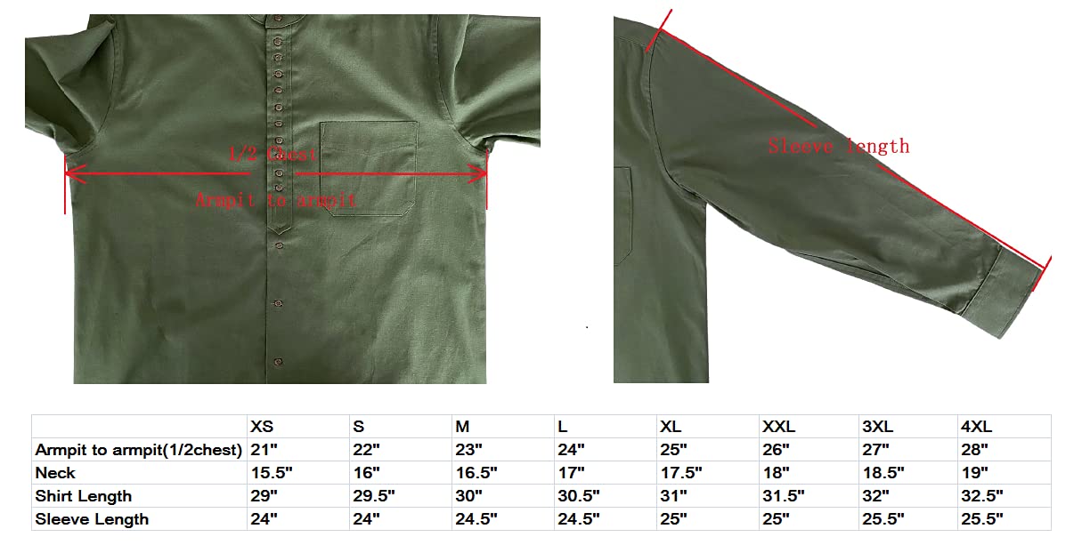 Traditional Irish Grandfather Collarless Long Sleeve Shirt (Ash, M)