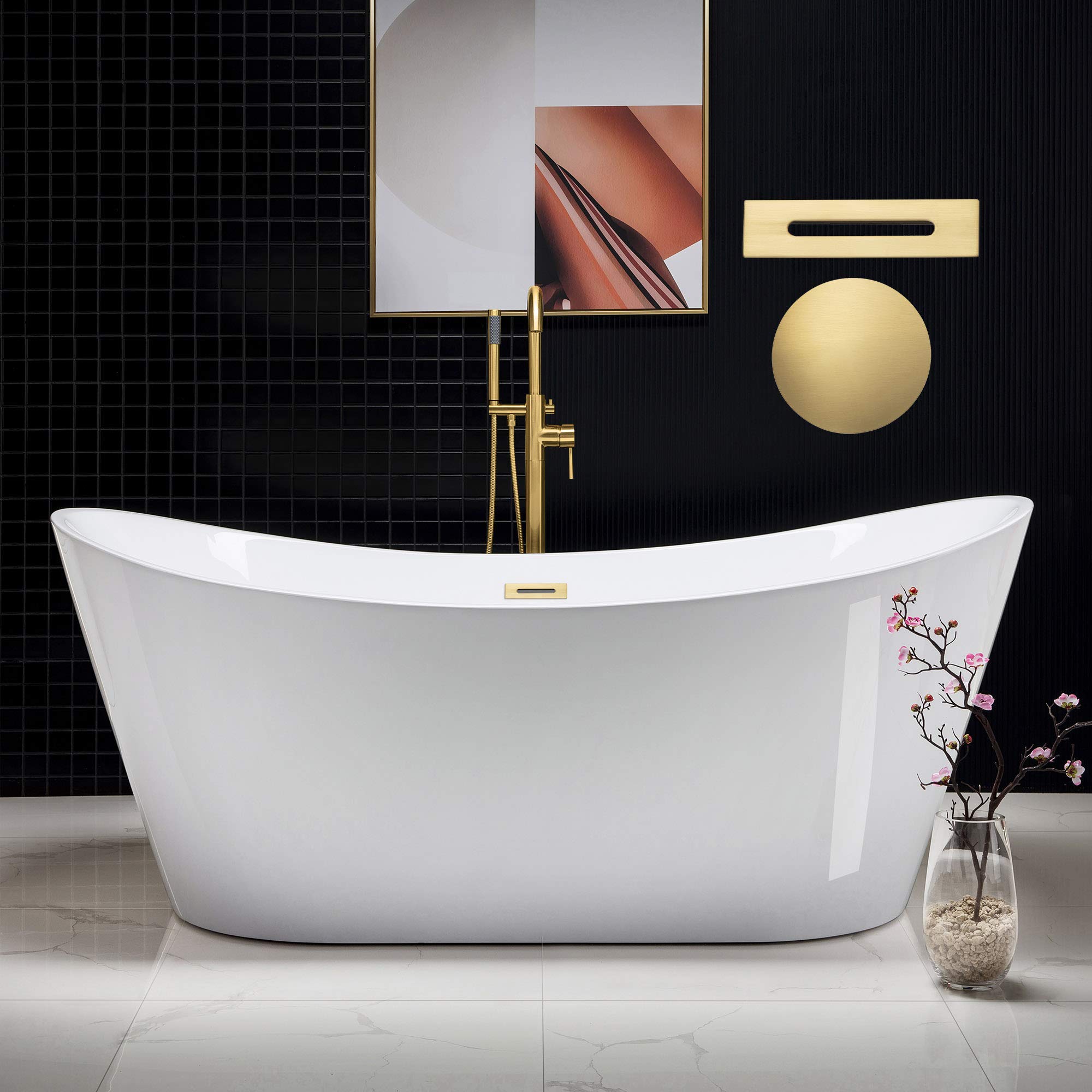 WOODBRIDGE B0017-MB-Drain &O Bathtub, Matte Black
