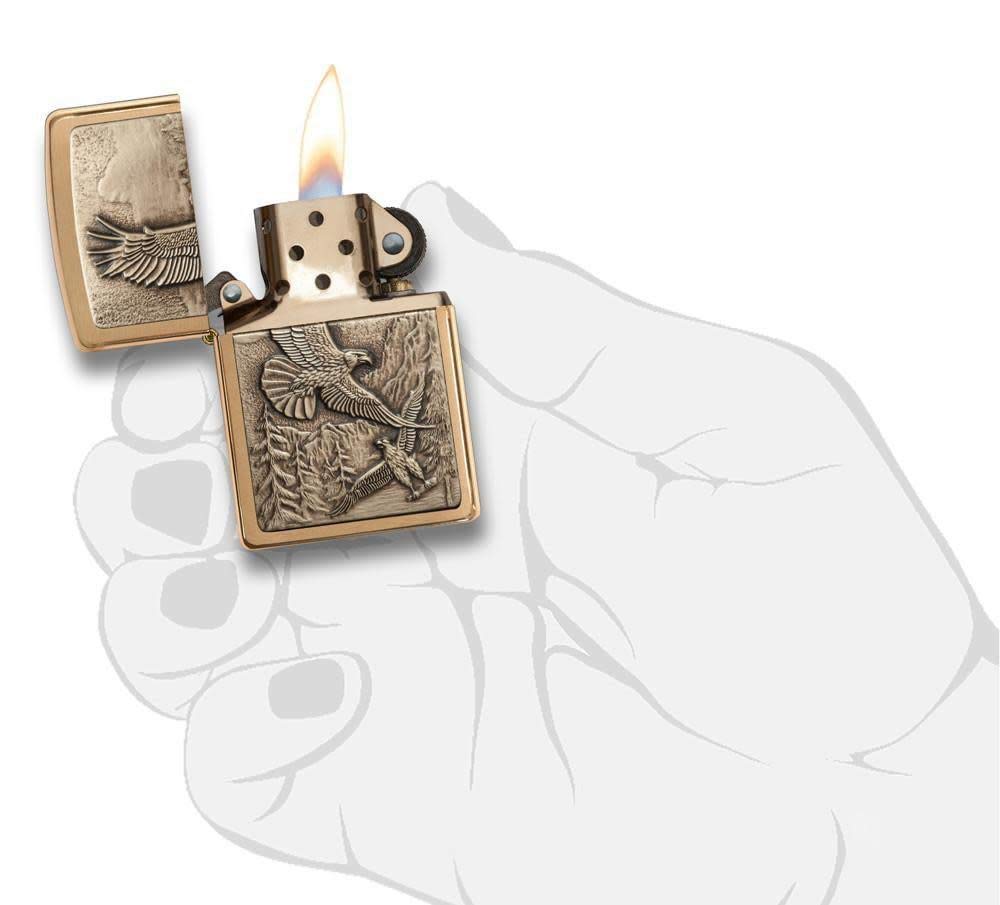 Zippo Where Eagles Dare Brushed Brass Pocket Lighter, One Size
