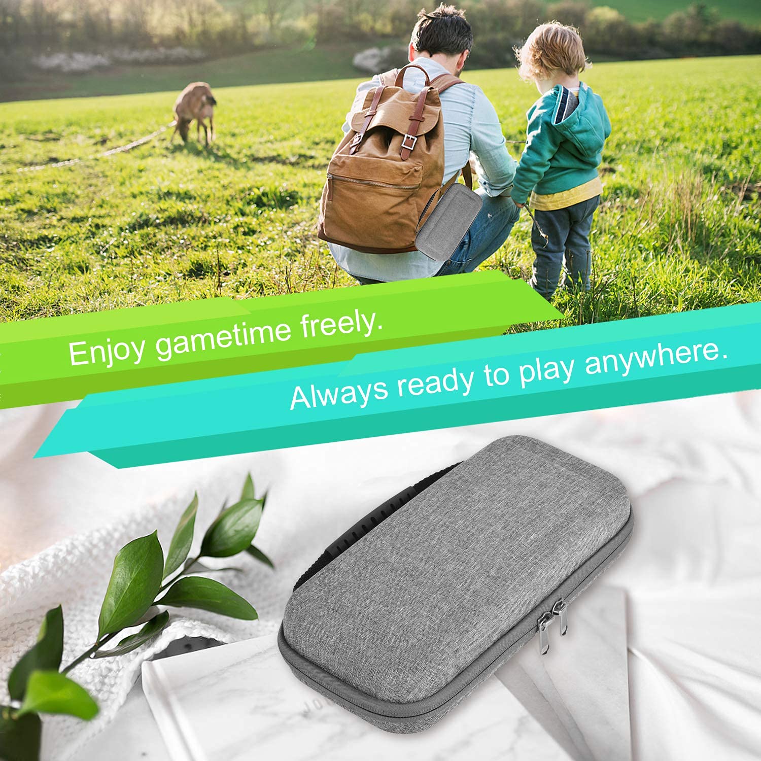Wmythk Nintendo Switch Case Gray Protective Hard Portable Travel Bag with Tempered Glass Screen Protector-for Nintendo Switch Console & Accessories Protective