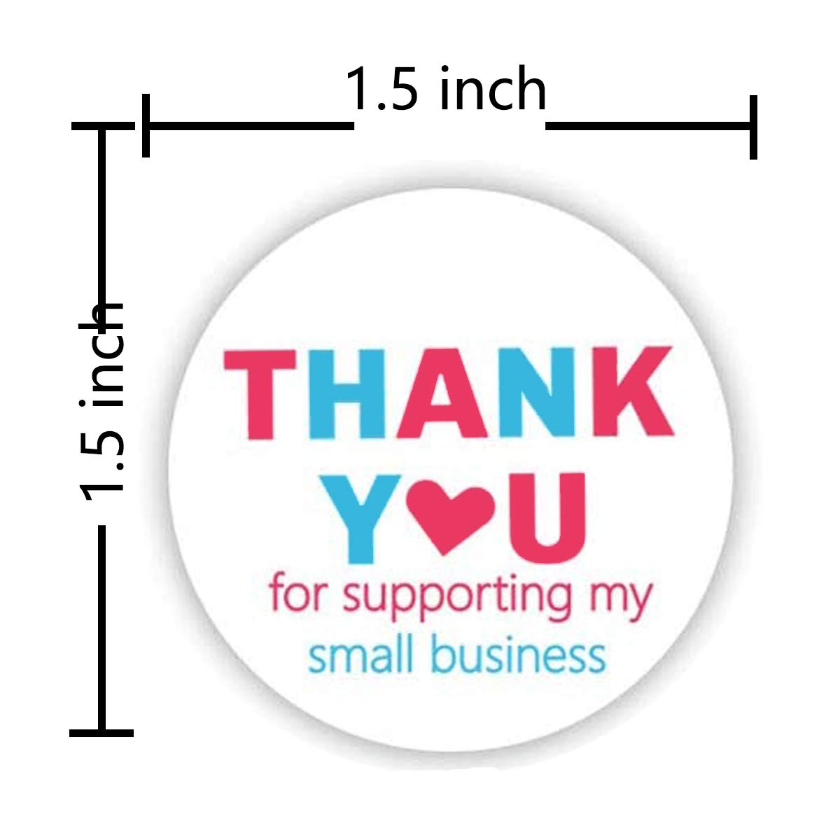 Supporting Small Business Labels Order Package Seals Business Packaging Supplies,1.5 Inch Round Thank You Stickers for Business, Online Retailers, Boutiques,500 Pcs Per Roll.
