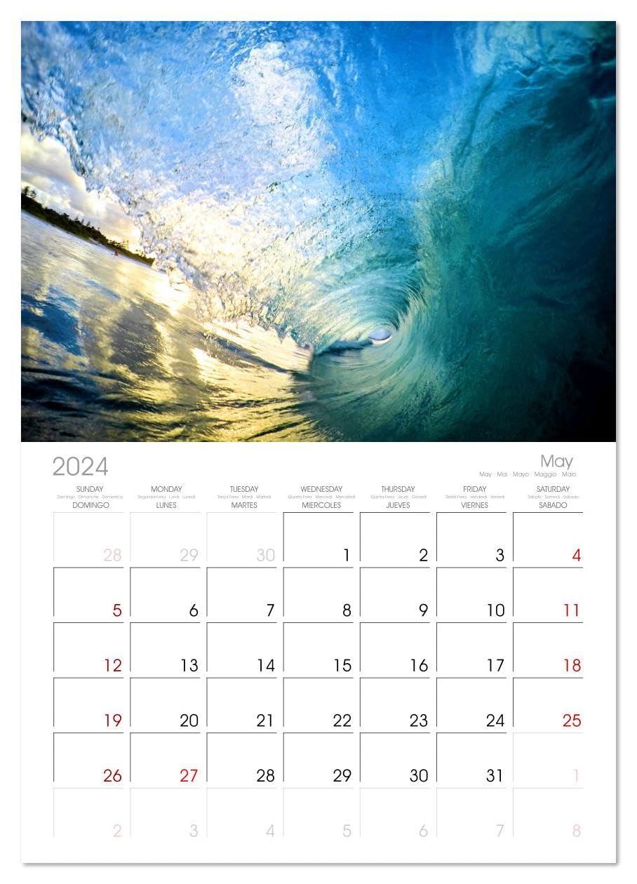 Surfen - from Inside the Barrel (Monthly Wall Calendar 2024 11.7" x 16.5" (open)), CALVENDO 14 Month Calendar