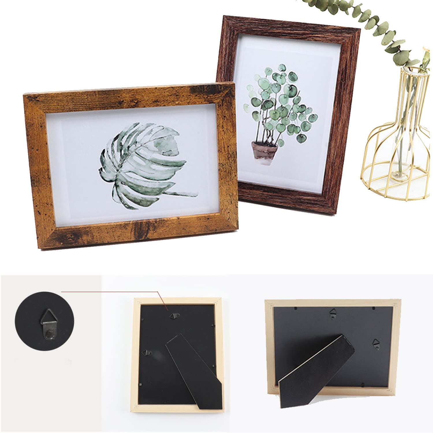 xnlkros Picture Frame Set 10 pack, Farmhouse Photo Frames, Gallery Wall Frame Collage, 8x10 5x7 4x6 Frames in 3 Different Finishes Picture Frames For Wall or Desk,Rustic Brown