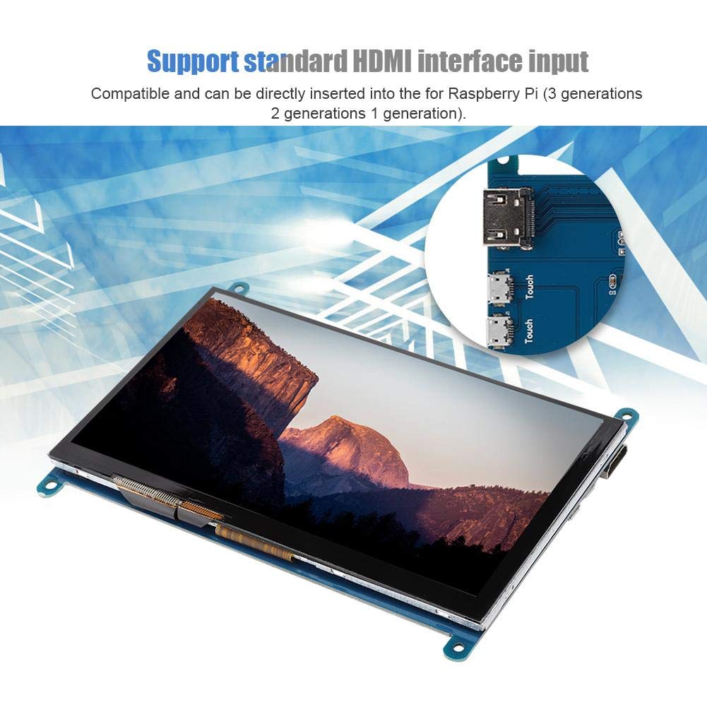 Yoidesu Capacitive Touch Screen 7 Inch for Raspberry Pi 3/2/1, 1024 × 600 Full HD Portable Gaming Monitor with Backlit, HDMI Touch Panel, Compatible with Windows 7, 8, 10