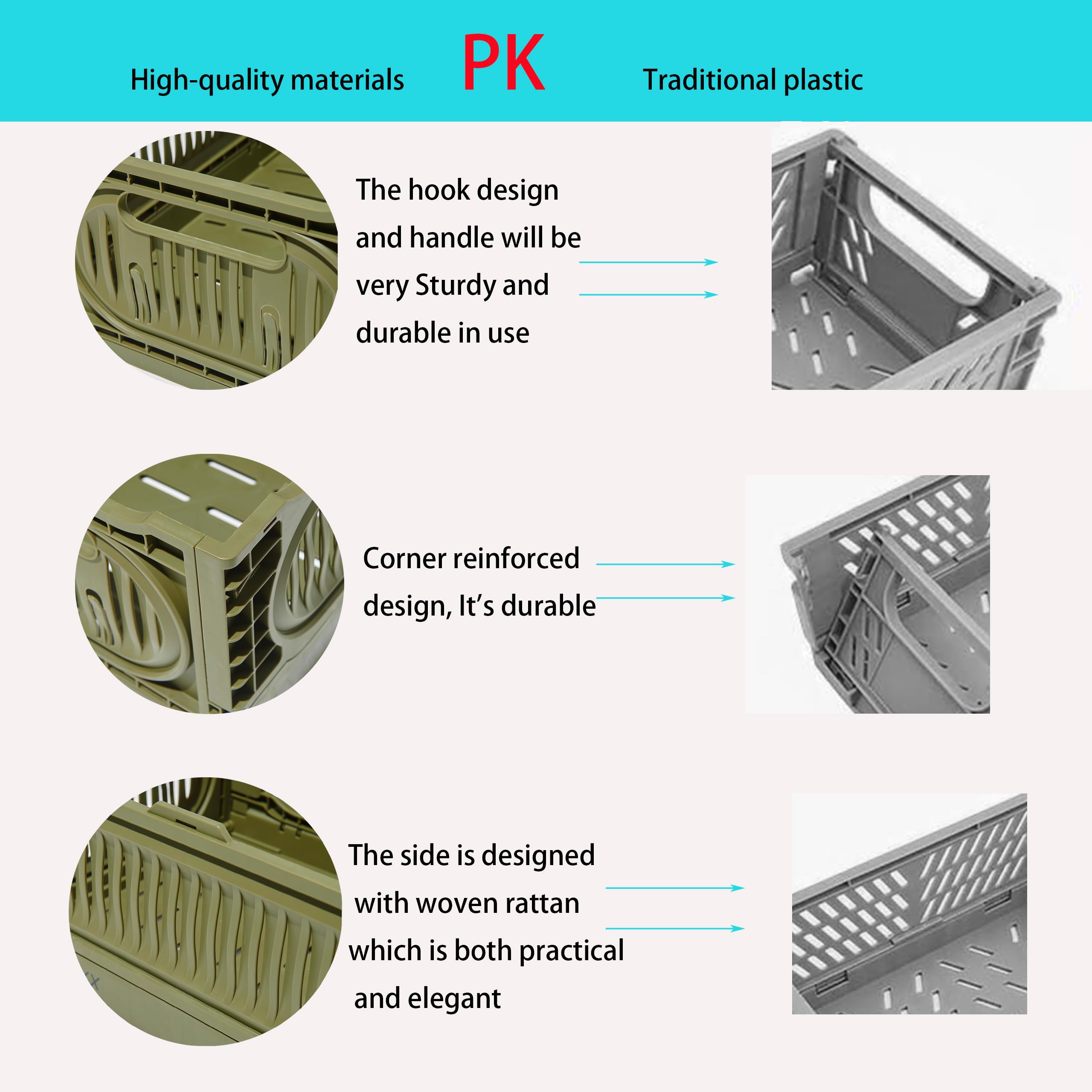 ZLLZUU 4 Pack Plastic Crates Stackable Storage Containers, Foldable Milk Crate Storage Bins Collapsible Crate for Storage, Plastic Storage Basket for Organizing( Small,Orange)