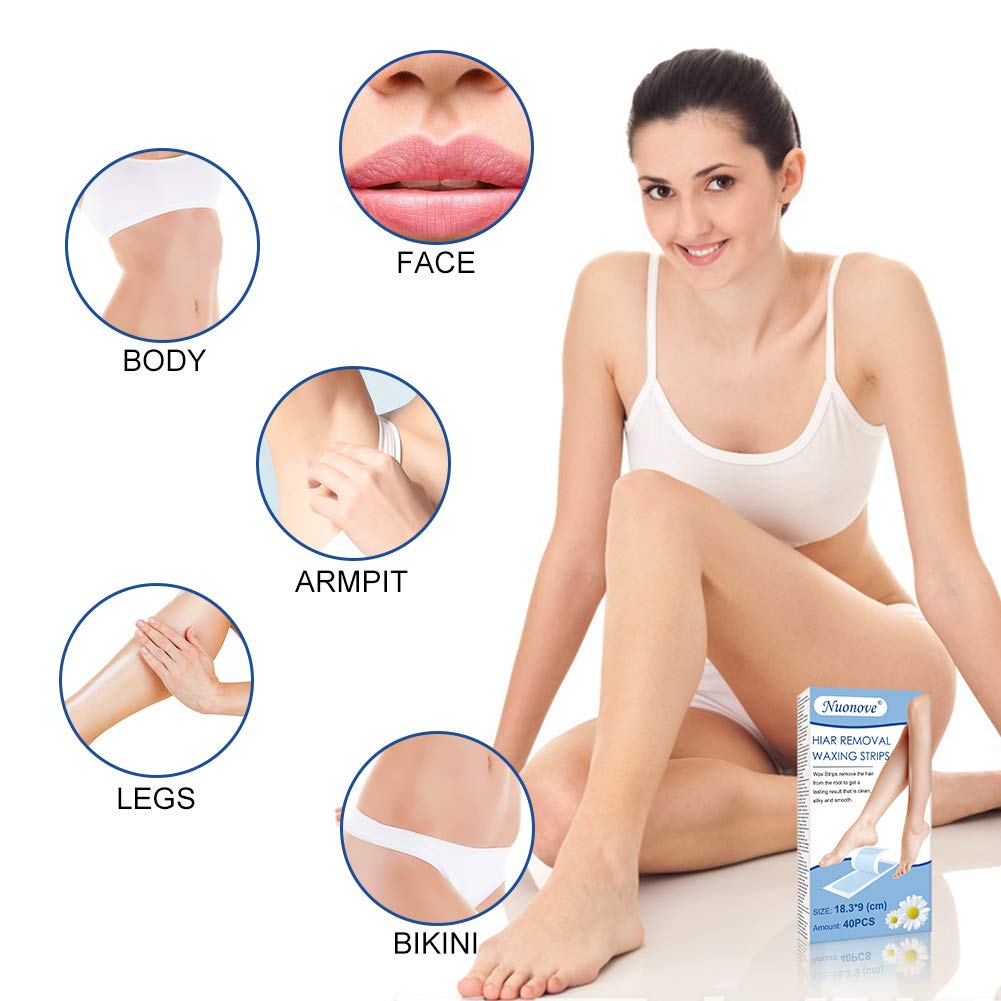 Wax Strips, Hair Removal Waxing Strips, Facial Wax Strips, Body Wax Strips (40PC)