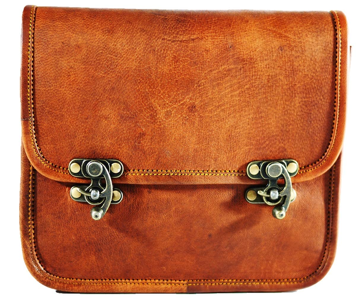Women Vintage Style Genuine Brown Leather Cross body Shoulder Bag Handmade Purse (9 x 11, Brown)
