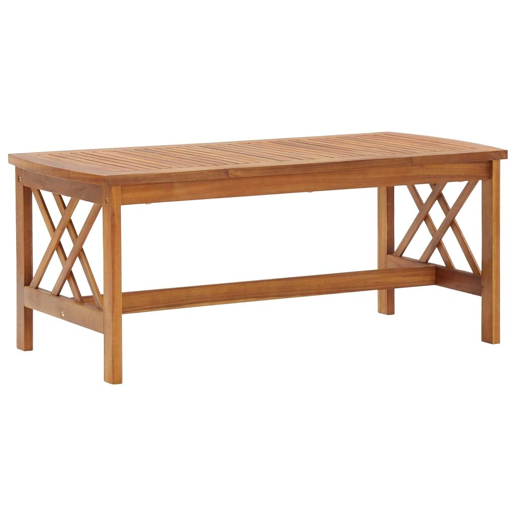 vidaXL Patio Furniture Set 4 Piece, Patio Bench Seat with Coffee Table, Wooden Dining Set for Garden Balcony Porch, Modern, Solid Wood Acacia