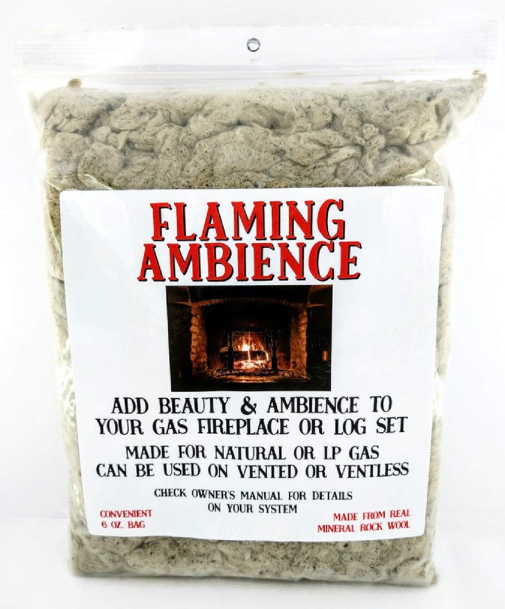 YOLLIT Glowing Embers/Premium 100% Mineral Rock Wool for Gas Logs Fireplace Appliances Natural/LP Fuels Compatible Burnt Ember Display / 6 Oz. Package with Convenient Hang Hole