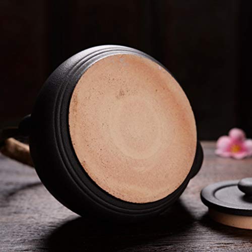 ZNZN Ceramic Kettle Black Kettle Retro Chinese Style Large-Capacity Stove Teapot with Rope Design Handle (900ml, 30.4oz) Multifunctional Water Kettle