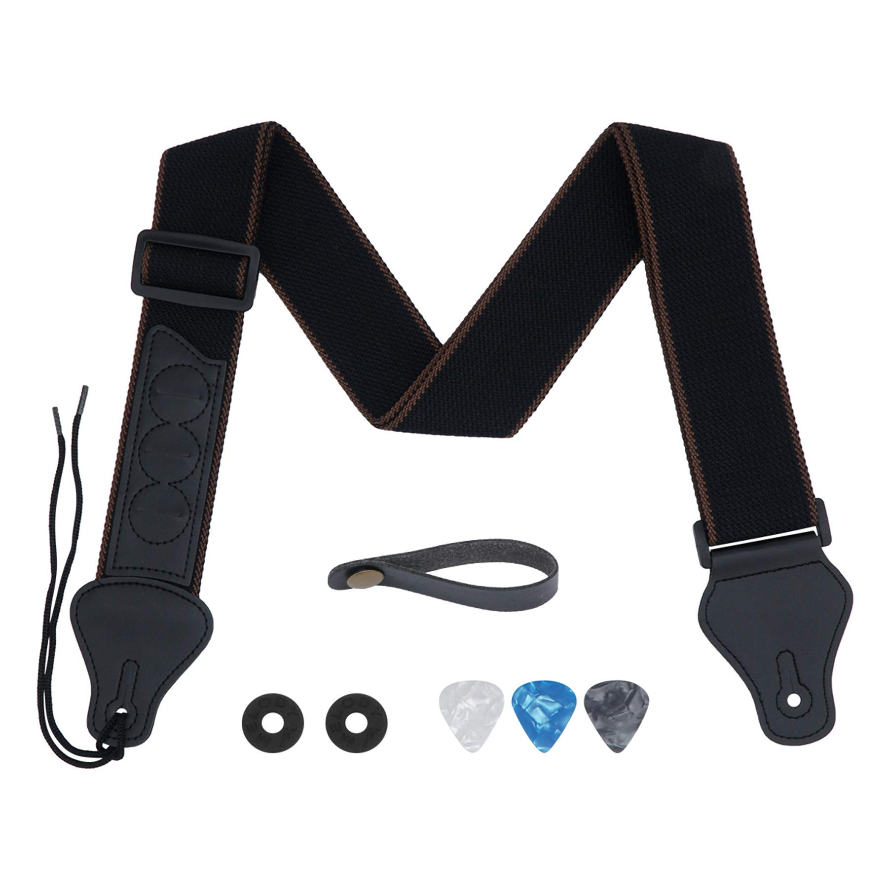 tifanso Guitar Strap, Soft Cotton Straps With 3 Pick Holders, Strap Button Headstock Adaptor, 1 Pair Locks and 3 Picks Set For electric/Acoustic Guitar