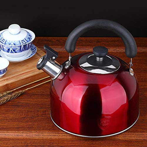 ZNZN Red Whistling Kettle Stainless Steel Kettle Large-Capacity Family Teapot with Ergonomic Handle Teapot (4L /135.2OZ) Multifunctional Water Kettle