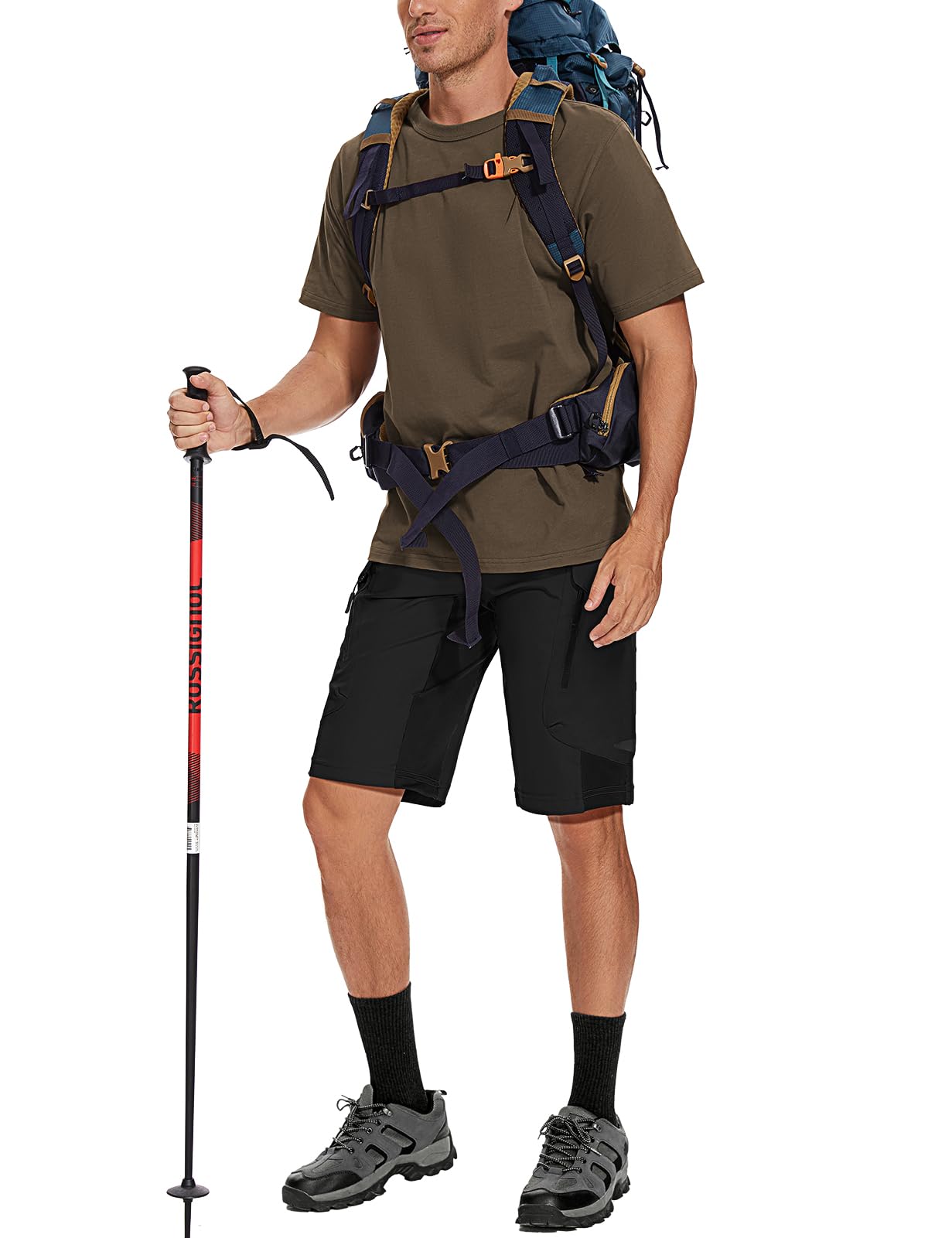 XKTTAC Men's Outdoor Quick Dry Lightweight Stretch Cargo Shorts for Hiking, Tactical, Casual, Fishing, Golf, Camping, Travel (Black, Medium)