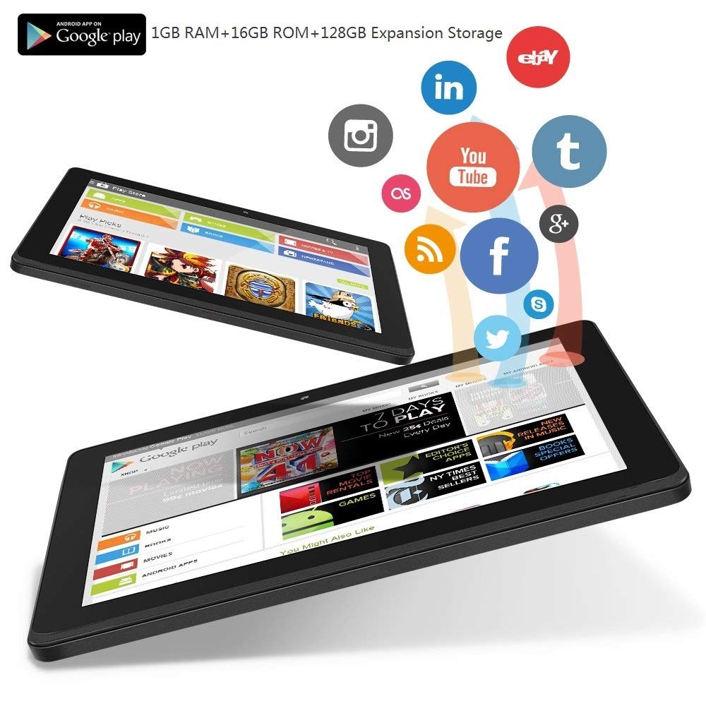 ZONKO 7 inch Tablet Android 10.0 Quad Core 1024x600 Dual Camera Wi-Fi Bluetooth 16GB Play Store Netflix Skype 3D Game Supported GMS Certified (Black)