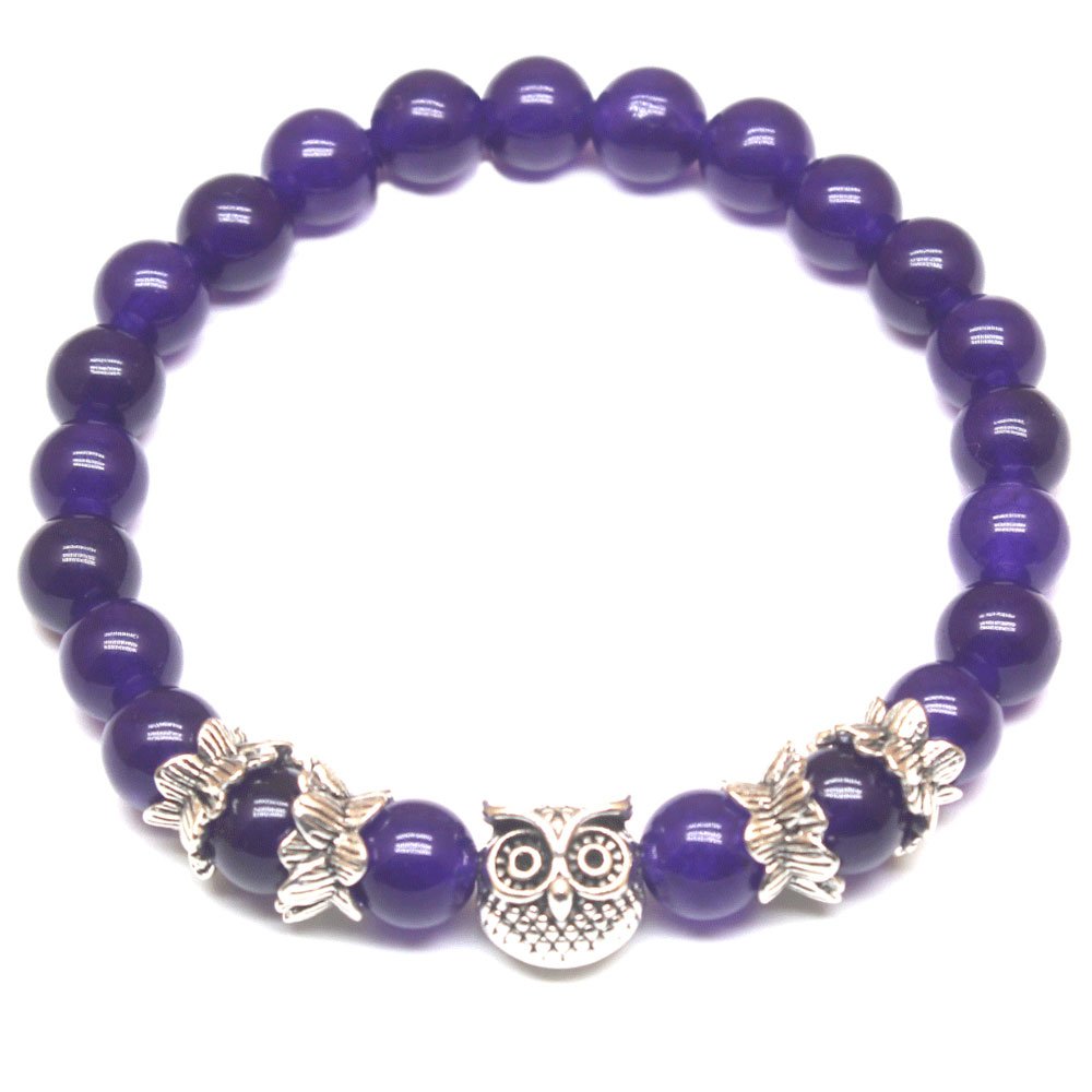 Weelovee Women Mens Nature Stone Bracelet 8MM Energy Beads Purple