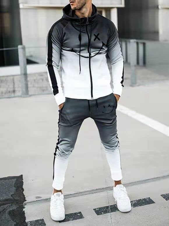 Taamlou Men's Personalized Hoodie Tracksuit 2 Piece Outfit Casual Long Sleeve Sweat Suit Full Zip Sports Jogging Suits(ML2021005,XL)