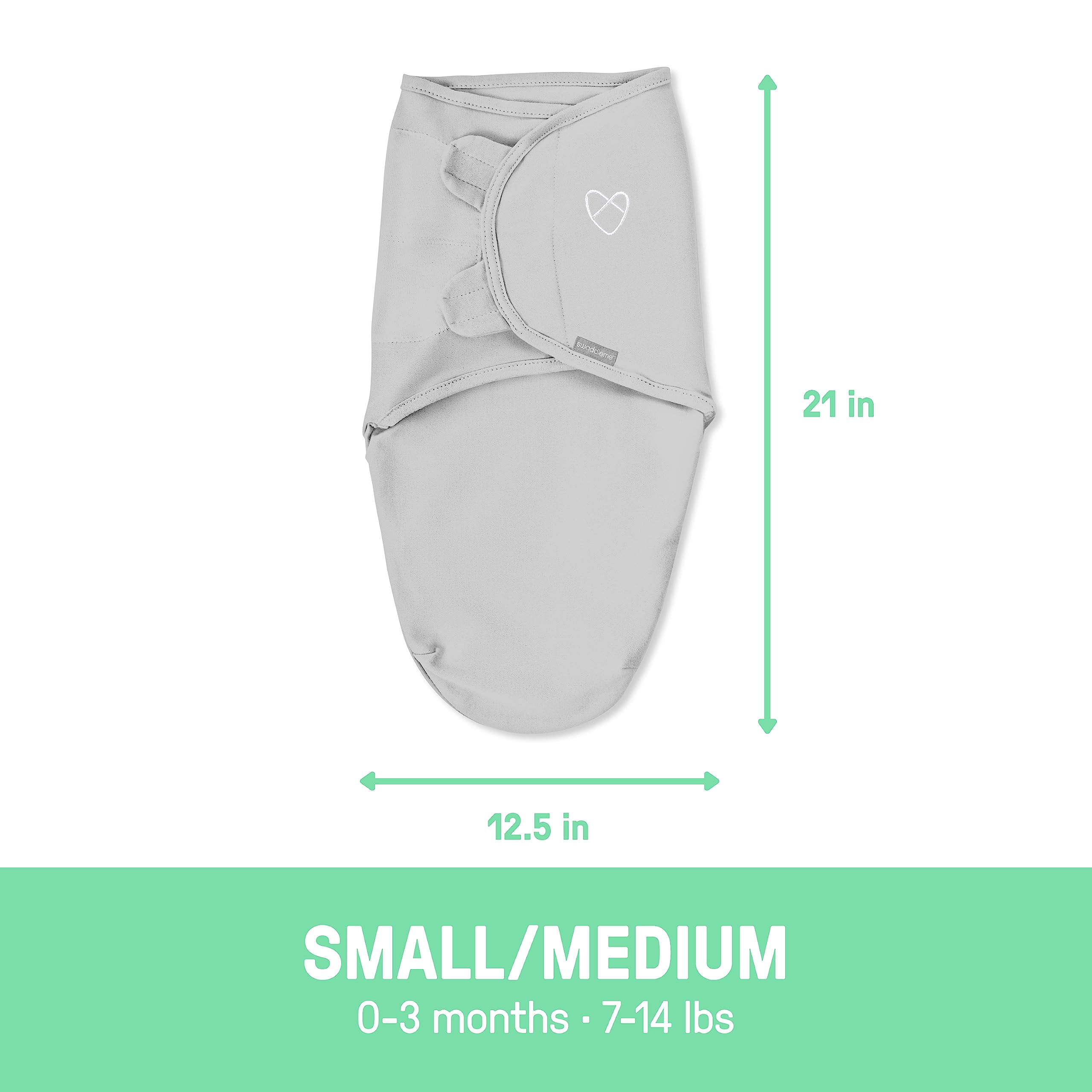 SwaddleMe by Ingenuity Original Swaddle, Size Small/Medium, For Ages 0-3 Months, 7-14 Pounds, Up to 26 Inches Long, 2-Pack Baby Swaddle Blanket Wrap