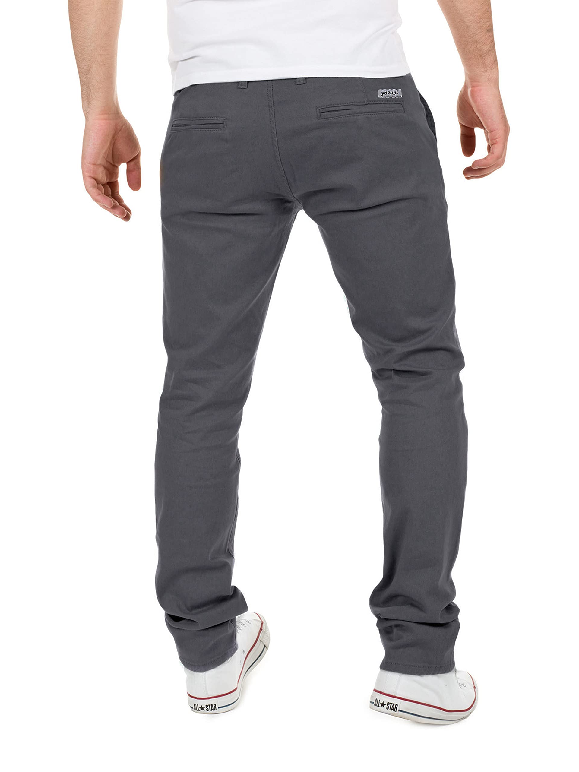 Yazubi Gray Chino Trousers Men Fabric Trousers Business Casual Dustin, Gray (Magnet 4R193901), W33/L34