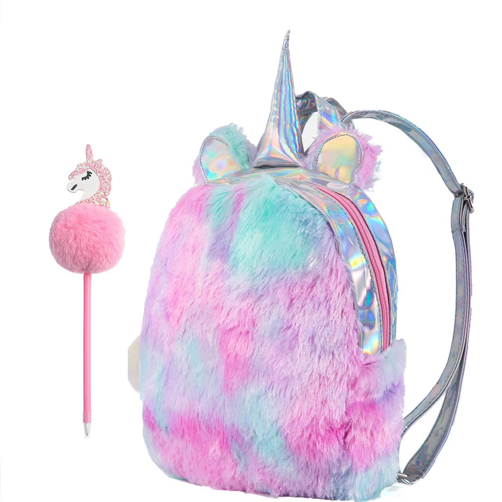 Yorki Girls Plush Unicorn Backpack Fashion,Shool Women Unicorn Bag Travel,Cute Bookbag for Unicorn Party Supplies-Pink