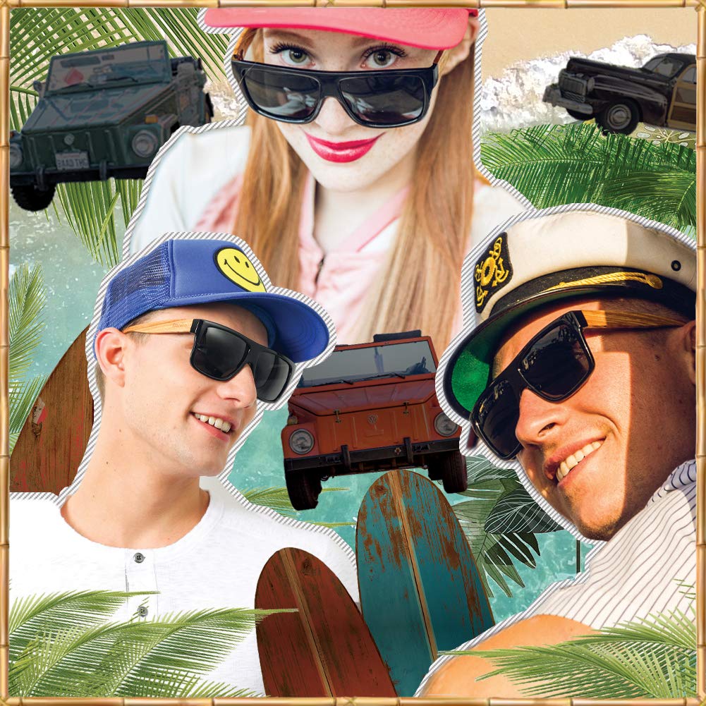 Woodies Black Oversized Flat Top Square Zebra Wood Sunglasses with Dark Polarized Lens for Men and Women | 100% UVA/UVB Protection