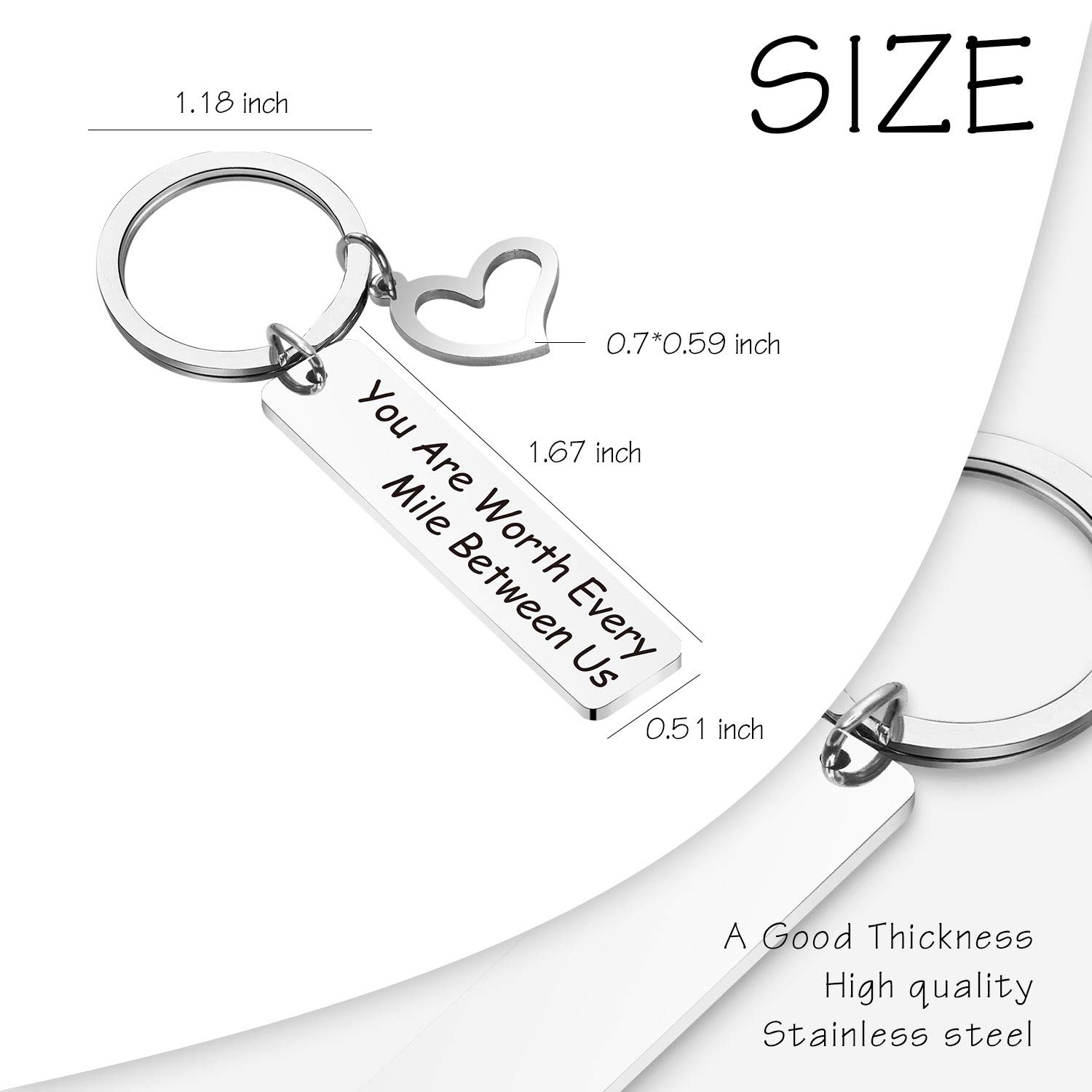WENATA Long Distance Relationship Gift Couples Keychain You Are Worth Every Mile Between Us Going Away Farewell Gift Anniversary Deployment Gift