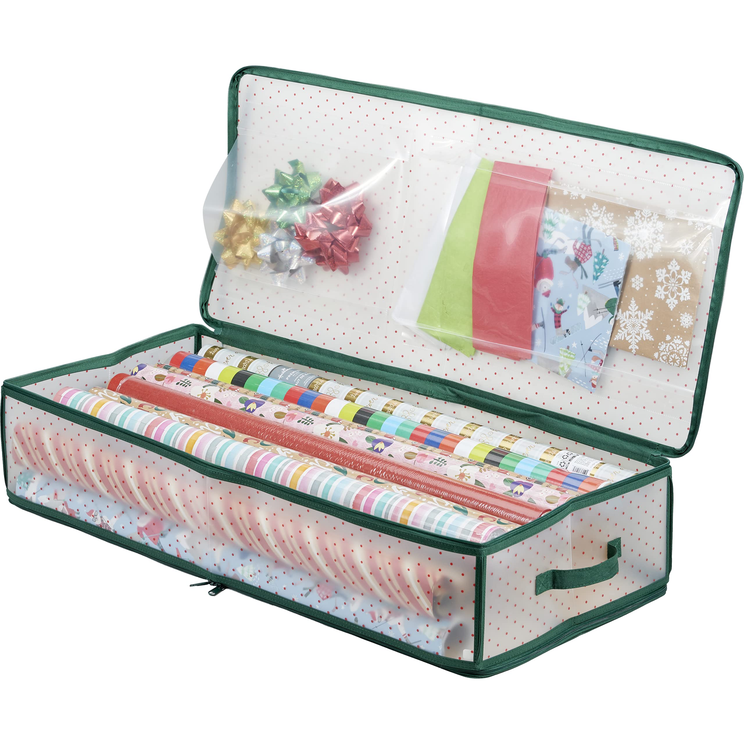 ZOBER Wrapping Paper Storage Containers - 33 Inch Gift Wrapping Organizer Storage W/Interior Pockets - Fits 20 Standard Rolls of Wrapping Paper, Bows, and Ribbons