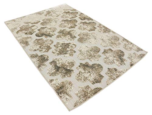 Unique Loom Outdoor Trellis Collection Area Rug - Nashville (9' x 12' Rectangle, Cream/ Brown)
