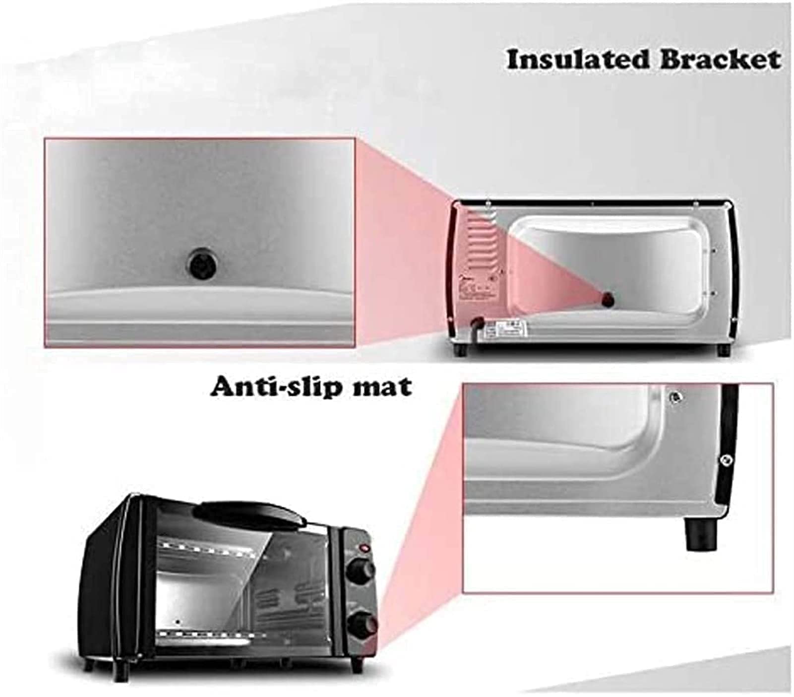 Tabletop Electric Oven 10L Mini Electric Oven Multifunctional Baking Oven Pizza Cake Roast Steak Chicken Cake Bread Tart Maker for Household