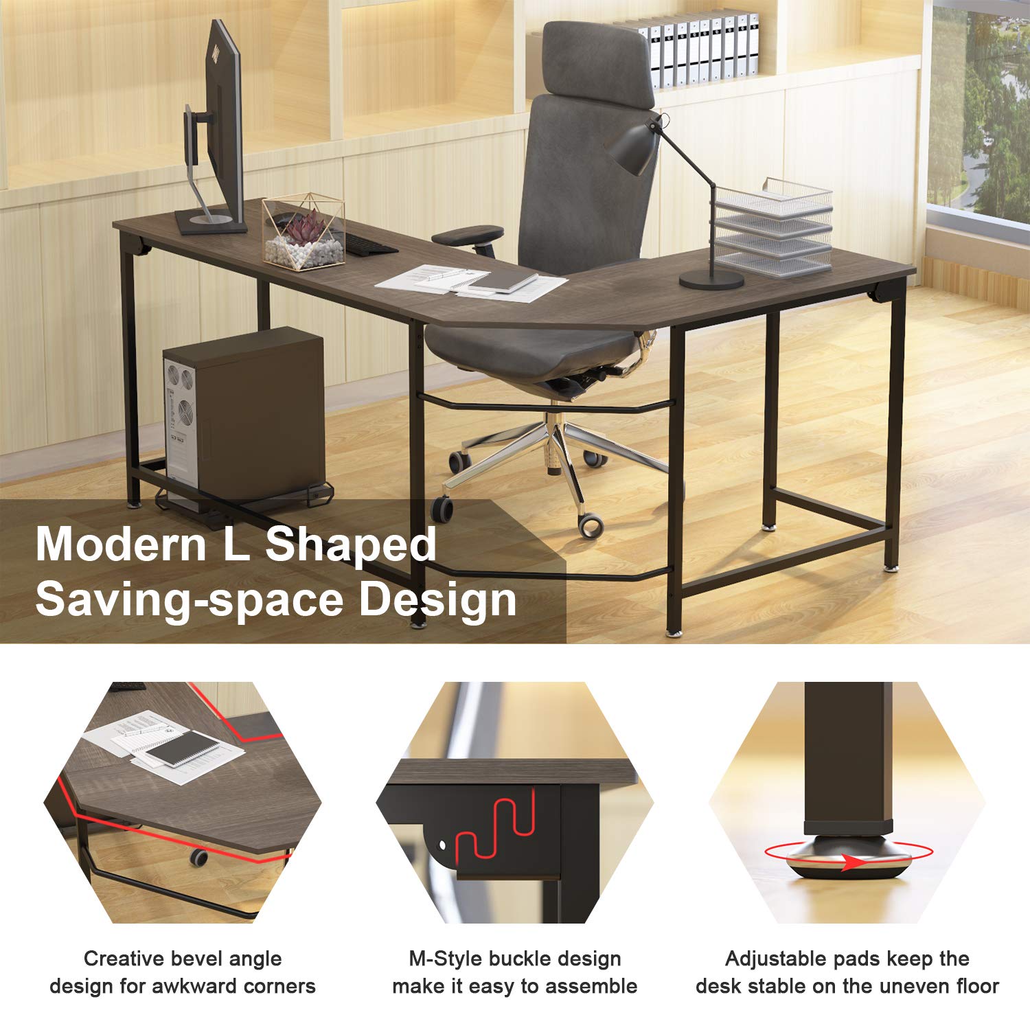Weehom L Shaped Desk Corner Gaming Computer Desks for Home Office PC Workstation Study Writing Work Table 66 Inch, Walnut