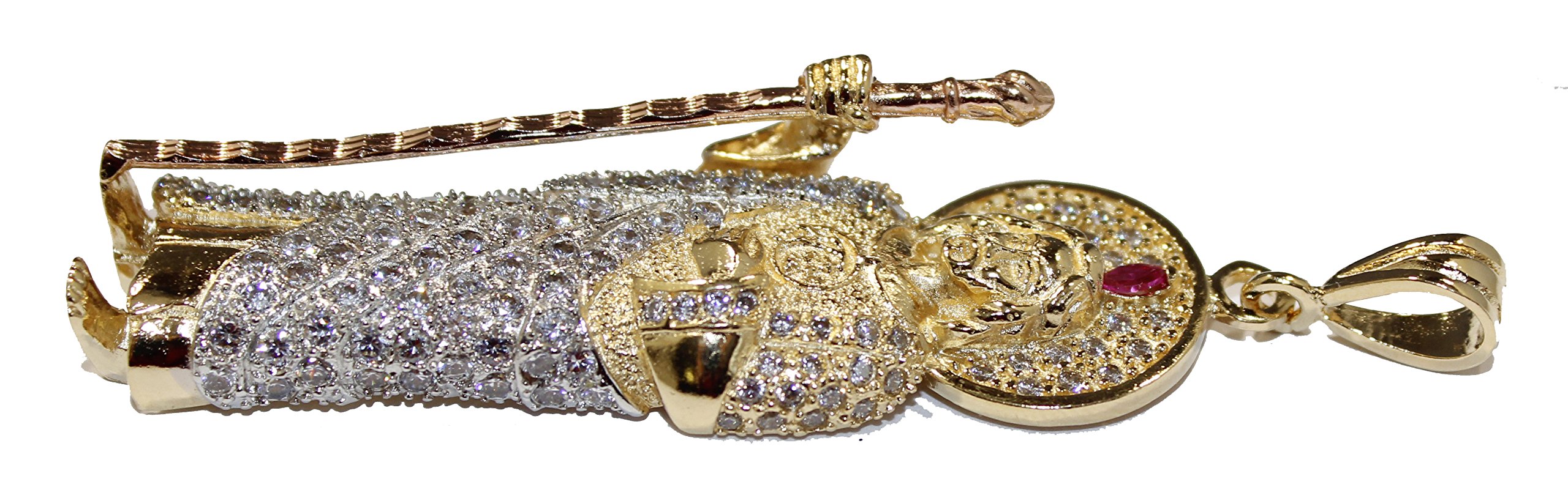 San Judas Tadeo - St. Jude Thaddeus 18k Gold Plated Three Tone Gold with 22 Inch Chain with Clear CZ